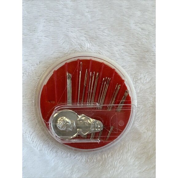 Other | Vintage Sewing Needle Pack With Threader Red Round | Poshmark